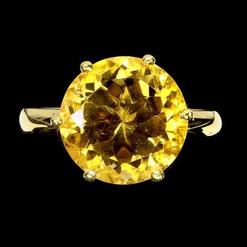 925 Sterling Silver Ring Round Citrine 12mm Natural Gemstone Jewelry ...