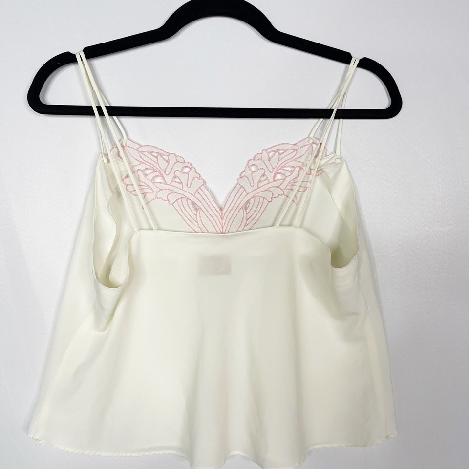 Victorias Secret Medium Ivory Pink Lace Trim Camisole Tank Top Gold ...