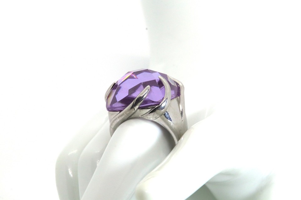 Sterlingsilberring With Large Purple Color Stone, Blumenmuster ...