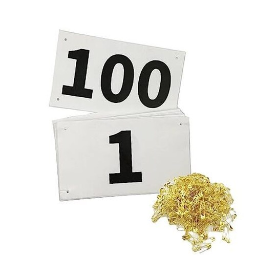 1-100 Running Race Bibs Large Numbers with Safety Pins for 1-100 Number ...
