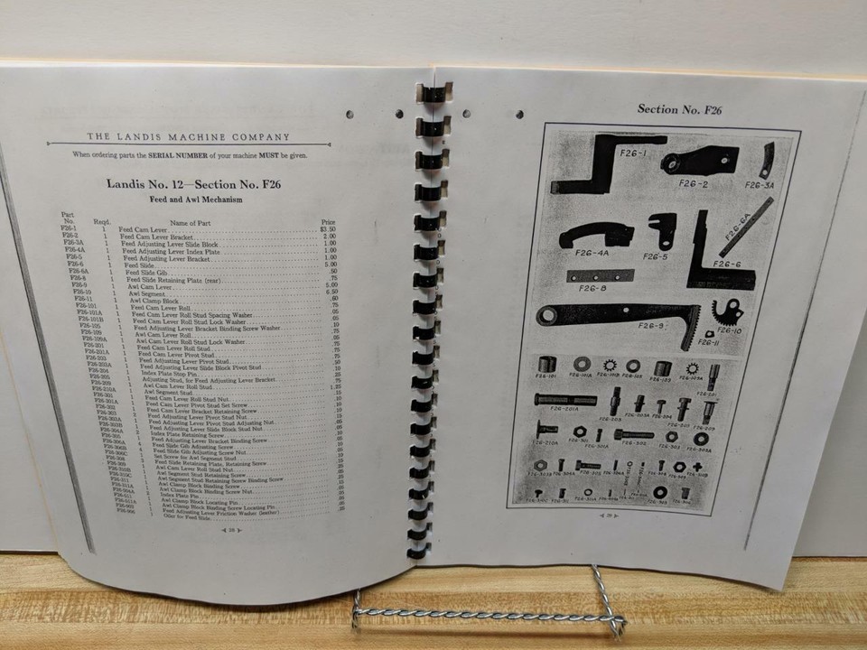 Landis #12 Model F Stitcher Instructions and Parts Manual Sewing ...