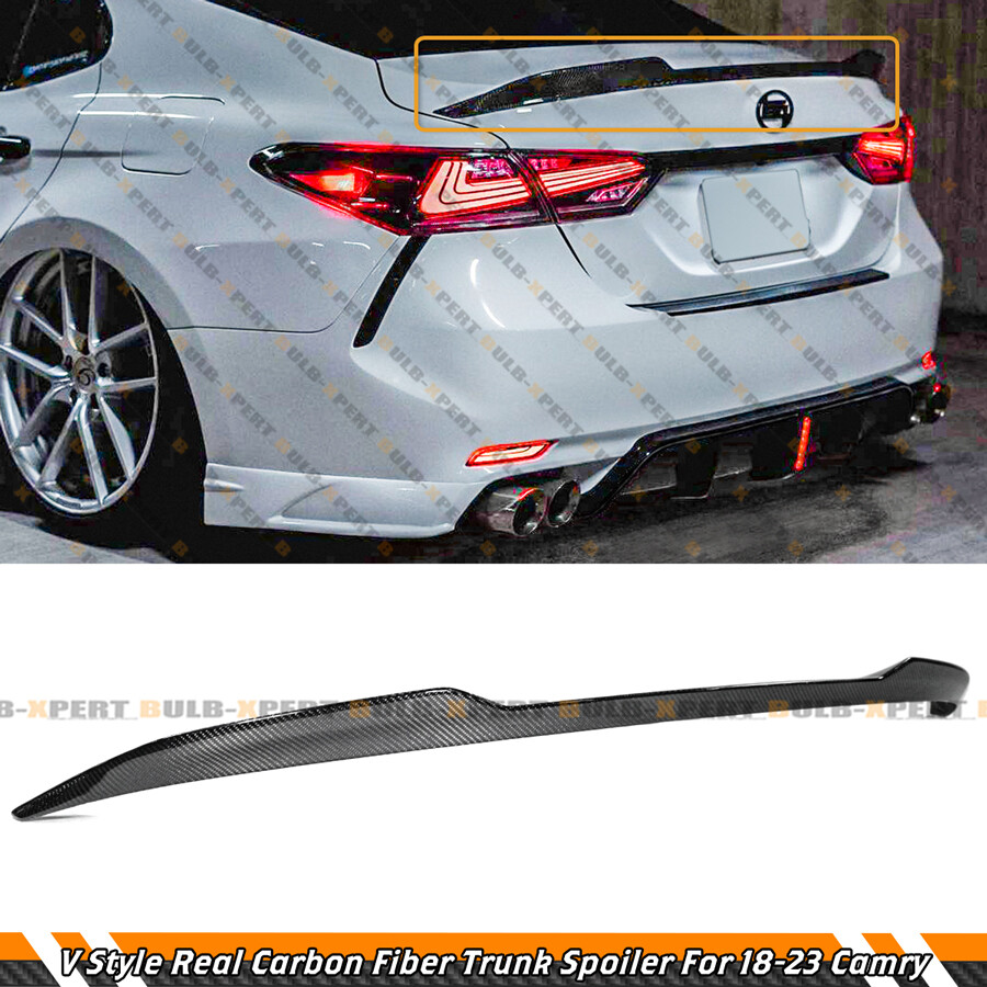 REAL CARBON FIBER V STYLE TRUNK SPOILER FOR 2018-2024 TOYOTA CAMRY SE ...
