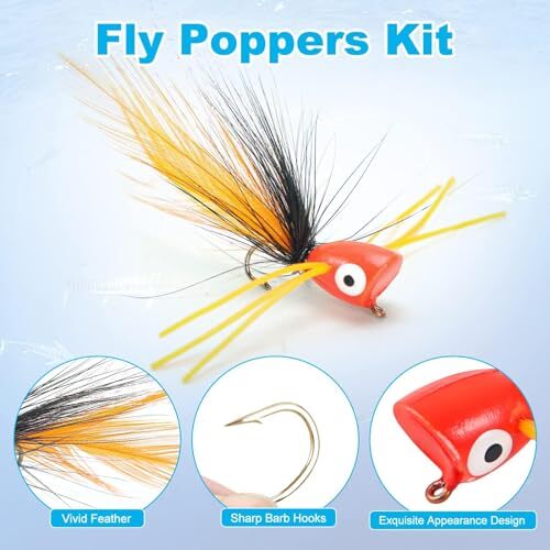 12PCS Fly Fishing Popper Flies, Fly Popper Lures Bass Panfish Bluegill ...