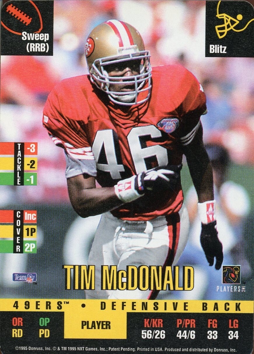 1995 Donruss Red Zone TIM MCDONALD 49ERS | eBay