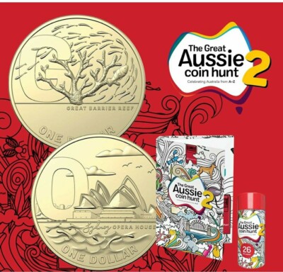 2021 The Great Aussie Coin Hunt 2 Collect a set of 26 $1 coins In tub ...