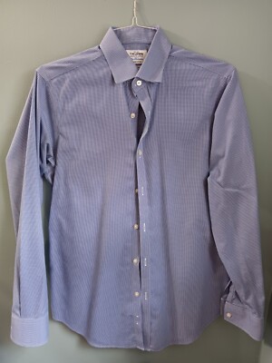 TM LEWIN Men 16 35 - 41 90 Slim Fit 100 Barrel Cuff Dress Shirt Blue ...