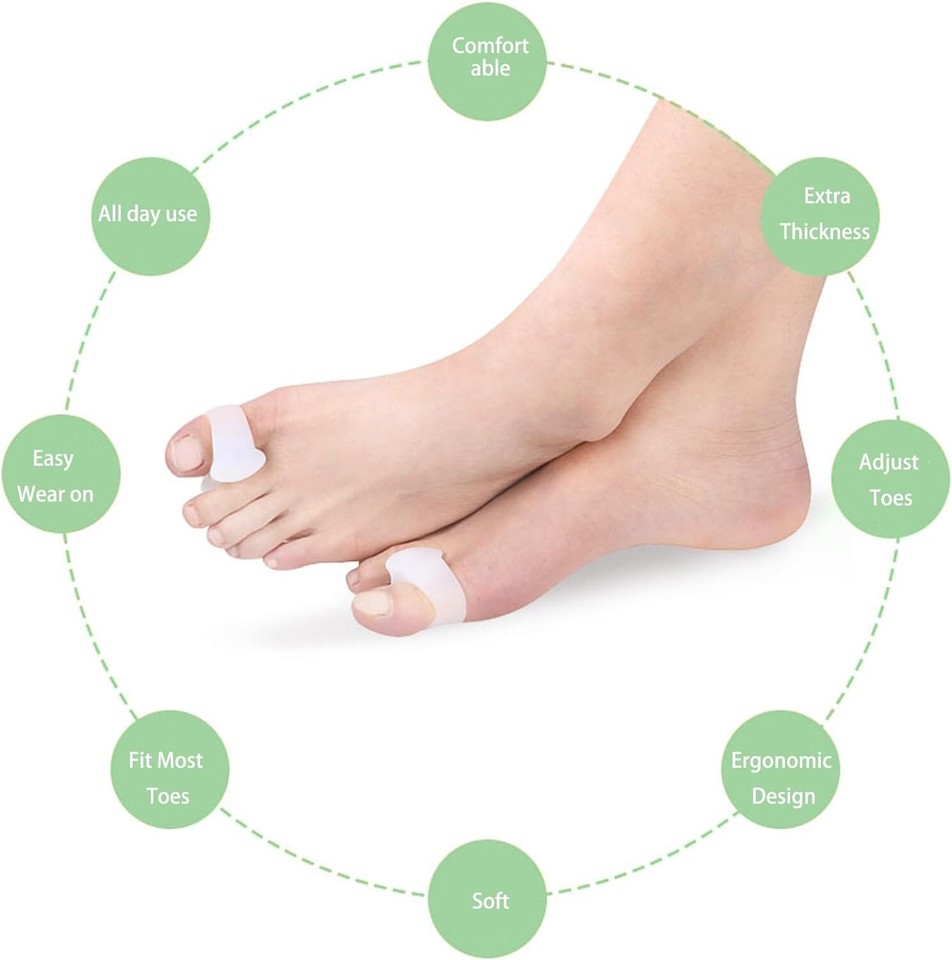 8× Silicone Soft Gel Toe Separator Bunion Toes Spacer Orthotics Pain ...