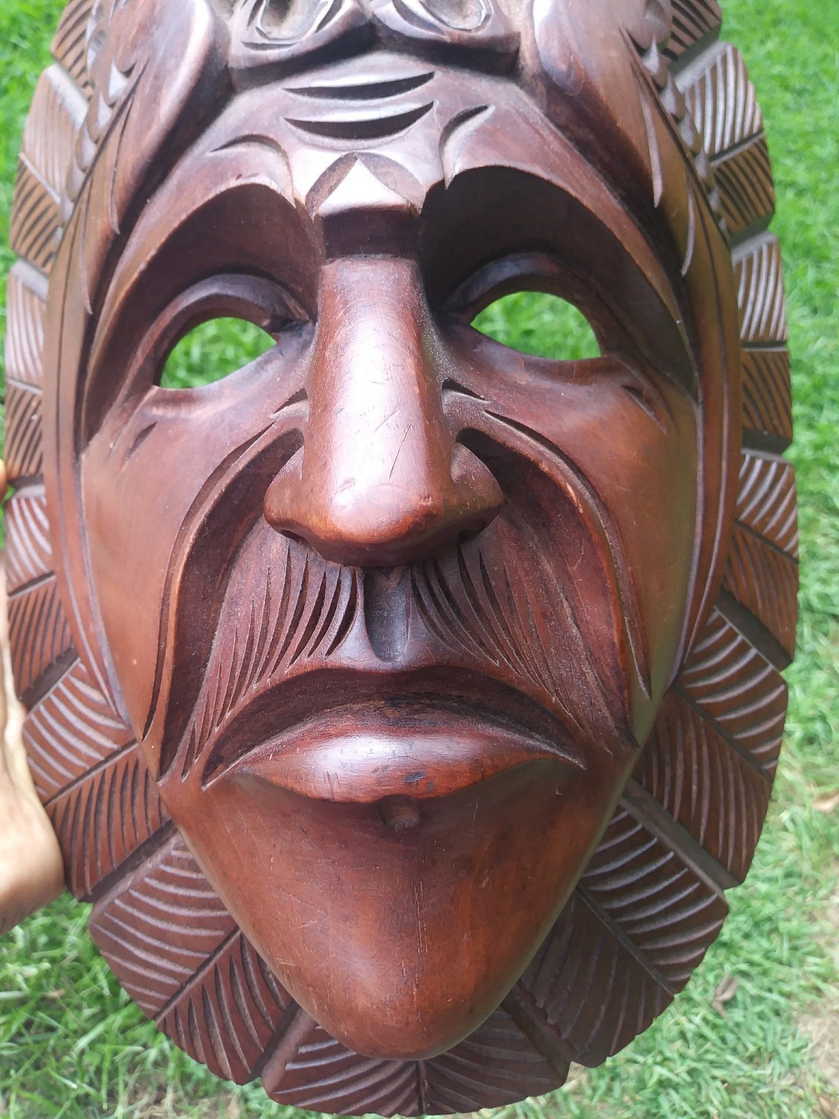 Mayan Hand carved wood mask Guatemalan Maya folks art scuplture chief ...