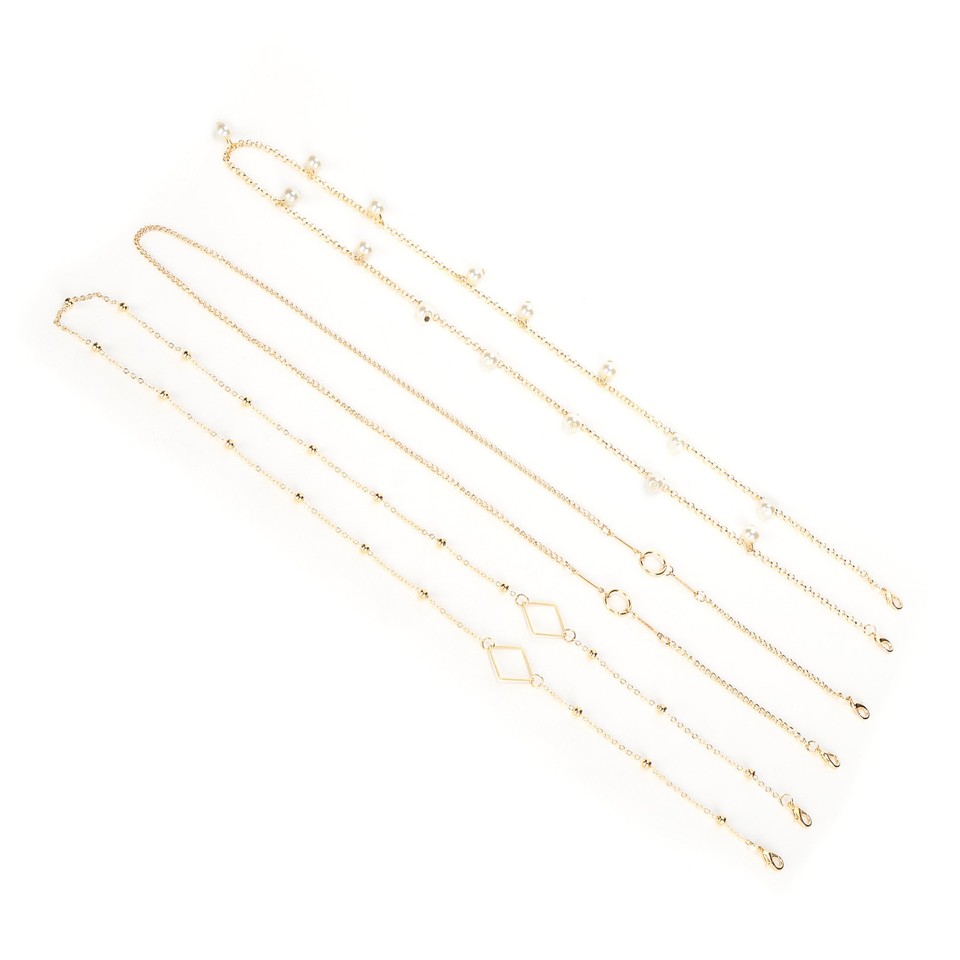 3PCS Chain Gold Color Decoration Alloy Sunglasses Eyeglass Chain Eye ...