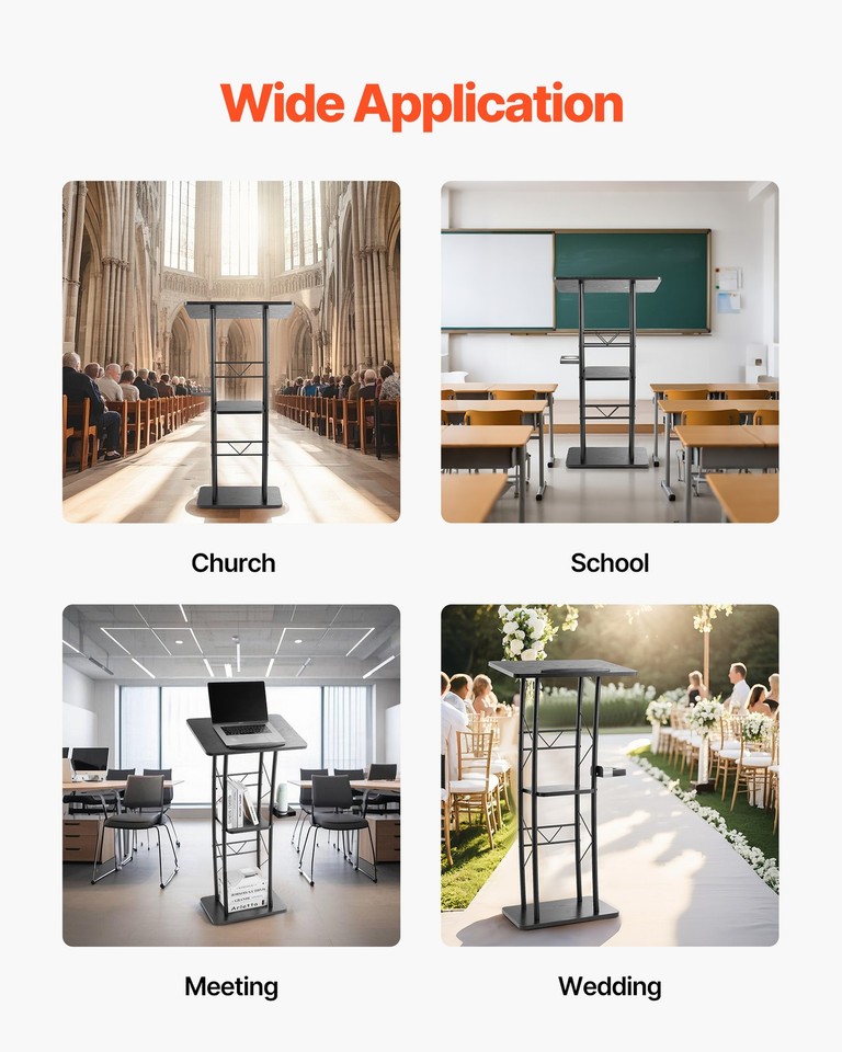 Uimoso Podium Stand 47 in Curved Metal Lectern Storage Shelf Classroom ...