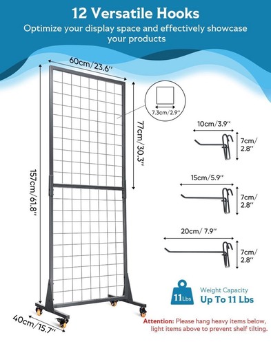 2Pack 2x5.3’ portable Grid Wall Panels T-Base Display Racks Double Side ...