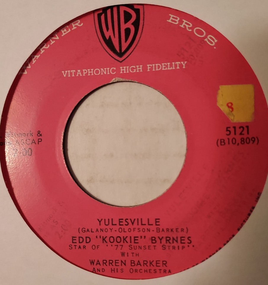 45 Edd Byrnes "Lonely Christmas/Yulesville" with picture sleeve Warner ...