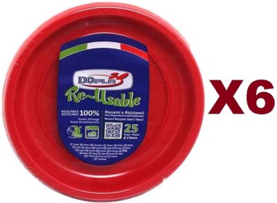 150 PIATTI PIANI Ø22 RICICLABILE ROSSO DOPLA RE-USABLE LAVABILI | eBay