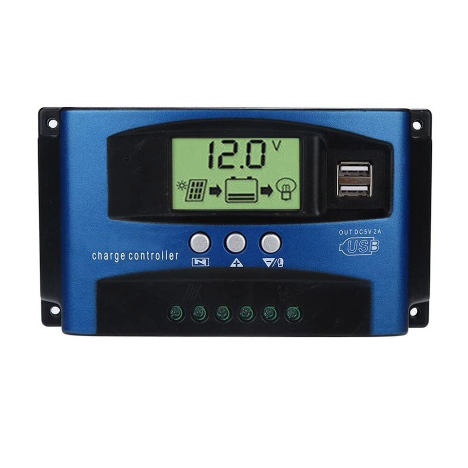 10/20/30/40/60A PWM Solar Panel Battery Regulator Charge Controller USB ...