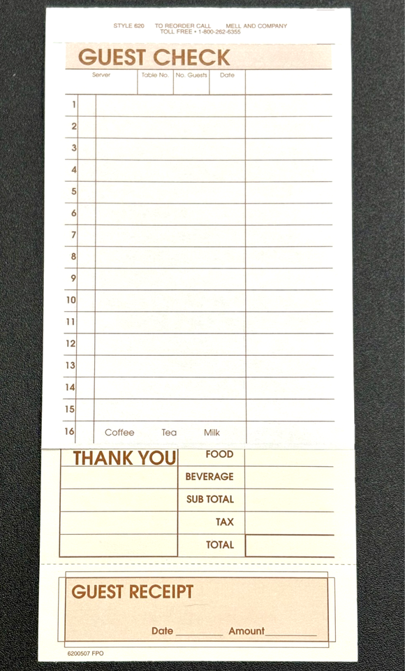 ⭐TOP PICK!⭐ LOT OF 50 UPSCALE RESTAURANT GUEST CHECKS W/ BOTTOM RECEIPT ...