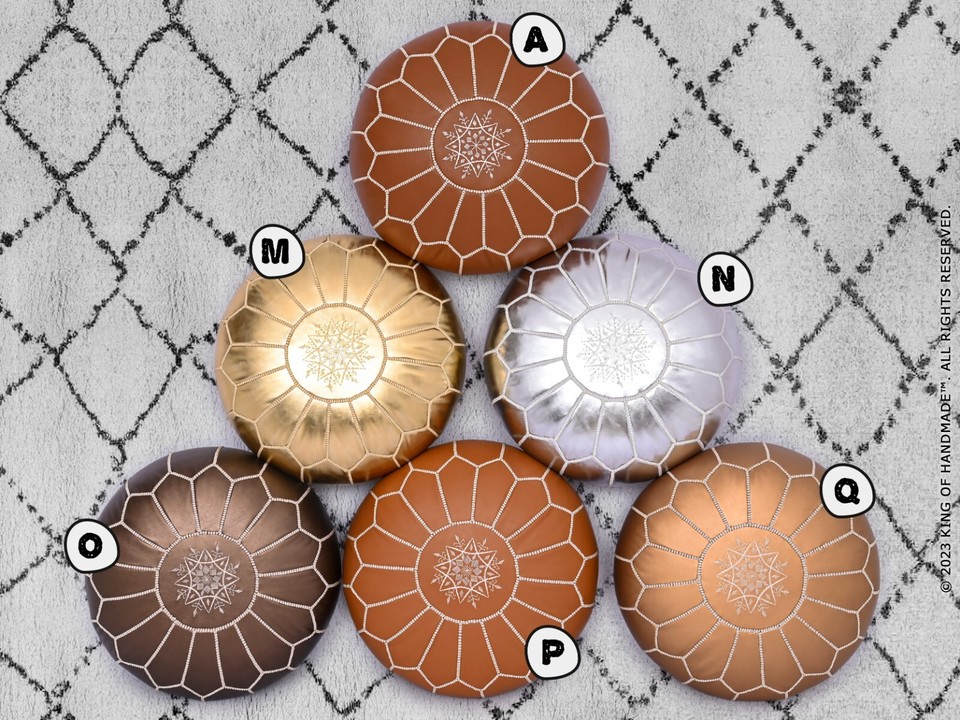 STUFFED Ottoman Pouf Moroccan leather, handmade footstool, Home ...