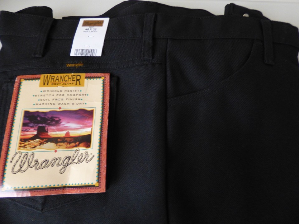 Men's Wrangler Wrancher Dress Jeans (00082) 100% Polyester - Size 28-42 ...