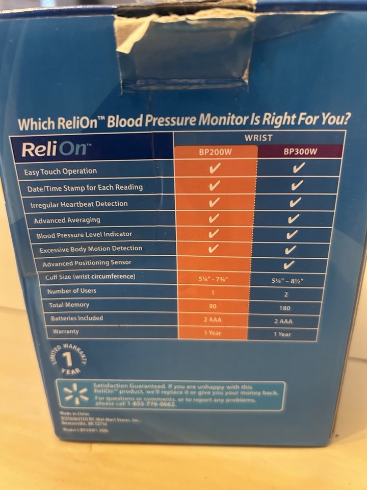 ReliOn BP200W Wrist Blood Pressure Monitor Tested With Box | eBay