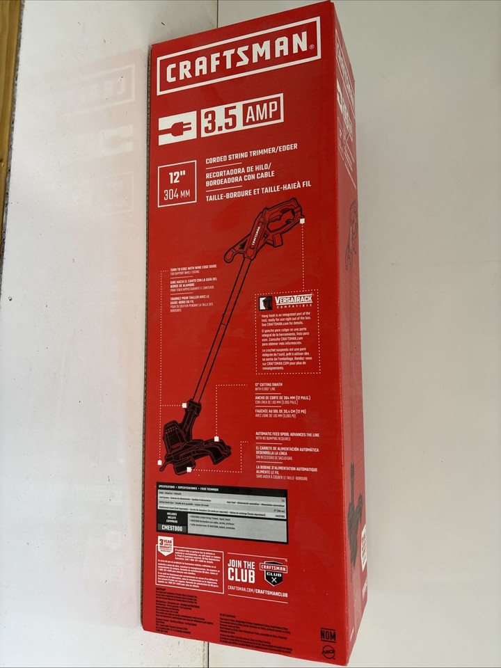 CRAFTSMAN 3.5AMP Corded 12” STRING TRIMMER/Edger CMEST900.NB. 6291 | eBay