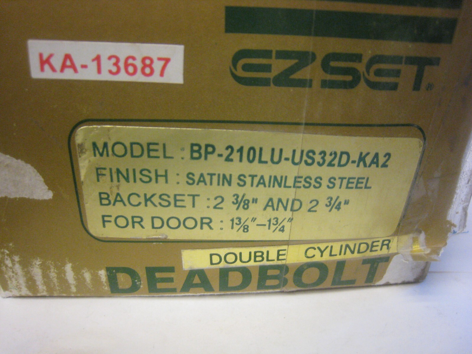 E-Z-Set Satin SS BP210LU US32D KA2 2-3/8/3/4 Double Solid Brass ...