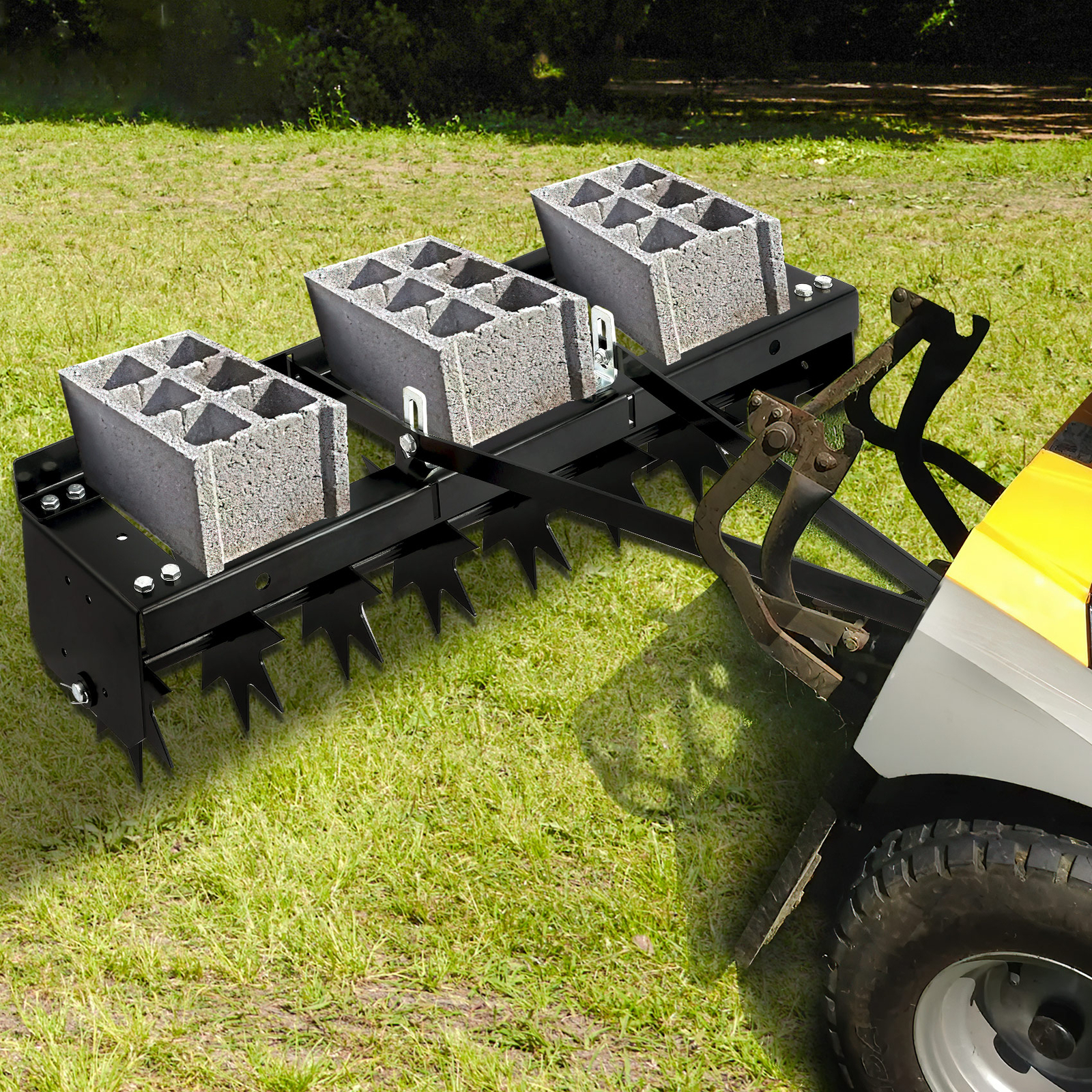 32" Tow Behind Spike Aerator Roll Tractor Soil Penetrator Hitch to Lawn ...