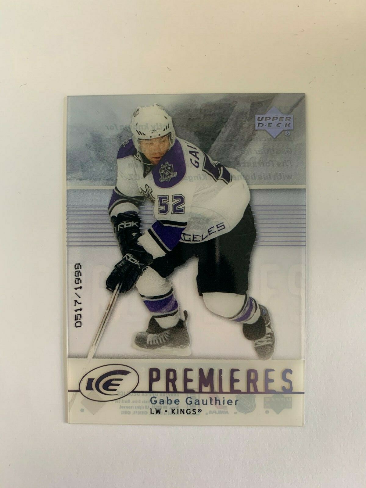 2007-08 Upper Deck Ice #123 Gabe Gauthier 0517/1999 RC - Los Angeles ...
