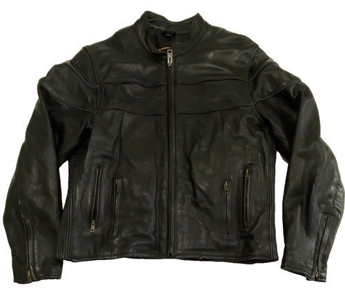 UNIK ULTRA GENUINE BLACK LEATHER MOTORCYCLE JACKET ZIP OUT LINING MEN'S ...