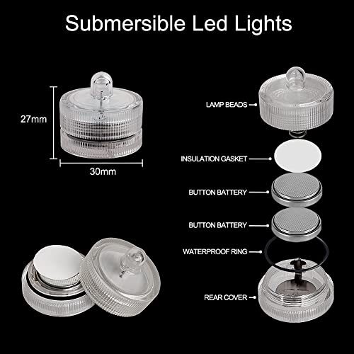 Submersible Led Lights White Waterproof Flameless Candle Tealights ...