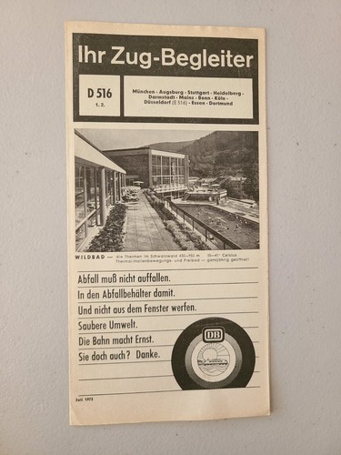 Deutsche Bahn D516 Munchen - Dortmund Timetable (1973) | eBay