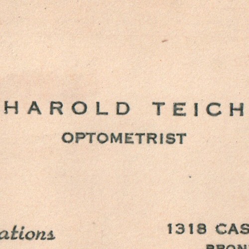 1950s Harold Teich Optometrist Eye Exam 1318 Castle Hill Avenue Bronx ...