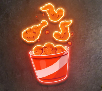 fried chicken kfc bucket pop art bar custom made neon sign uv printing ...