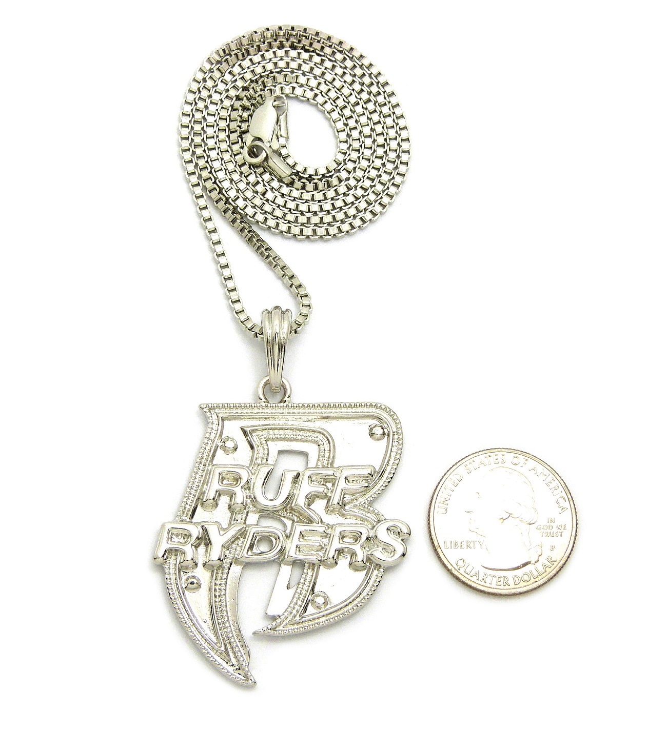 NEW RUFF RYDERS 'R' PENDANT & 24" BOX/CUBAN/ROPE CHAIN HIP HOP NECKLACE ...