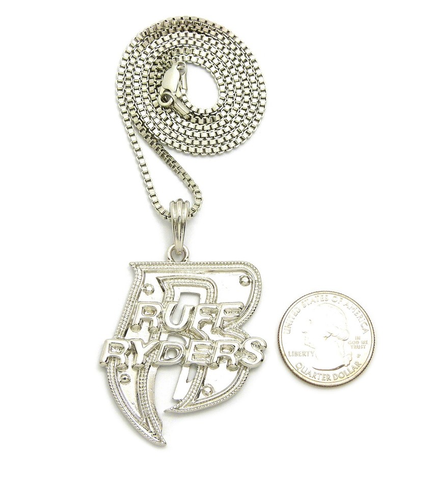 NEW RUFF RYDERS 'R' PENDANT & 24" BOX/CUBAN/ROPE CHAIN HIP HOP NECKLACE ...