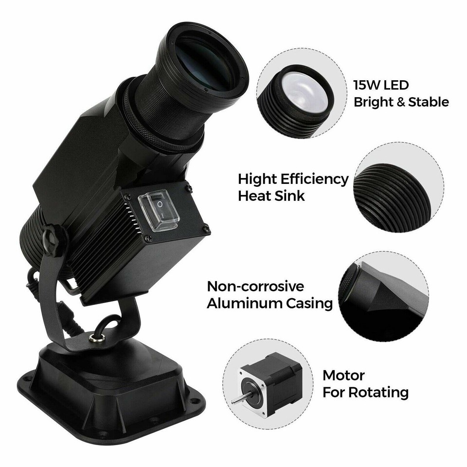 15W LED GOBO Logo Projector Light Waterproof Rotating Image + Remote ...