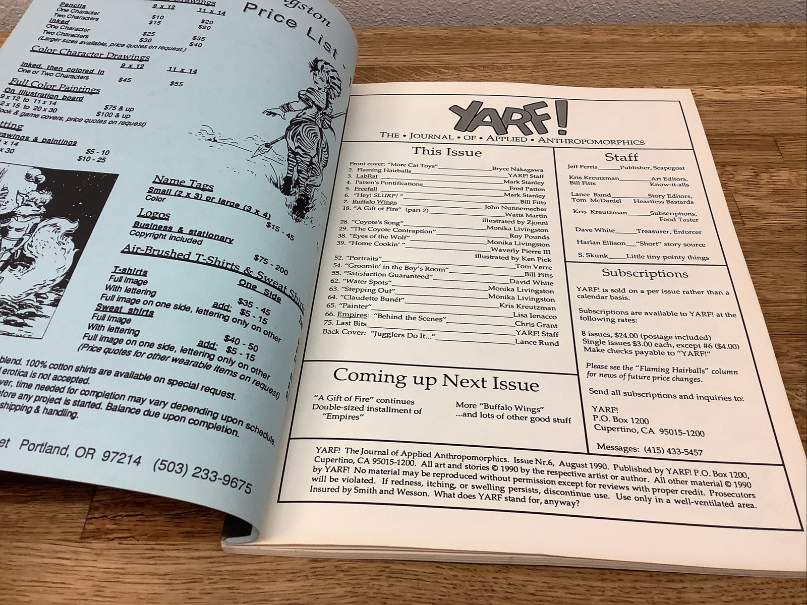 Yarf! Issue #6 The Journal Of Applied Anthropomorphic 1990 Furry Comic ...