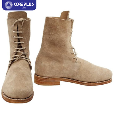 Men's Colonial Ankle High Leather Boots-Lace-Up Genuine Leather ...