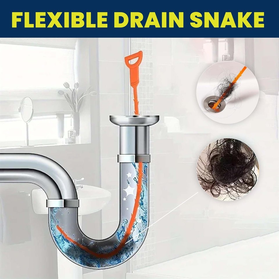 3PC SINK UNBLOCKER TOOL DRAIN UNBLOCKER BATH SHOWER SNAKE CLEANER HAIR ...