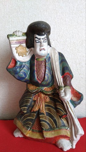 Antique Figurine KABUKI Japanese GOEMON DOLL Clay Pottery Statue 13.7 ...