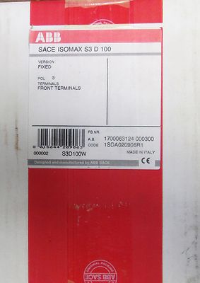 ABB SACE ISOMAX S3 D 100 Circuit Breaker 3 Pole 100 Amp S3D100W ...