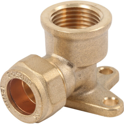 Outside Tap Wall Plate Elbow 90° Bend 15mm Compression x 1/2" BSP Brass ...