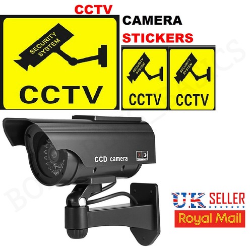 FAKE DUMMY CCTV CAMERA STICKERS SIGN SECURITY SURVEILLANCE YELLOW ...