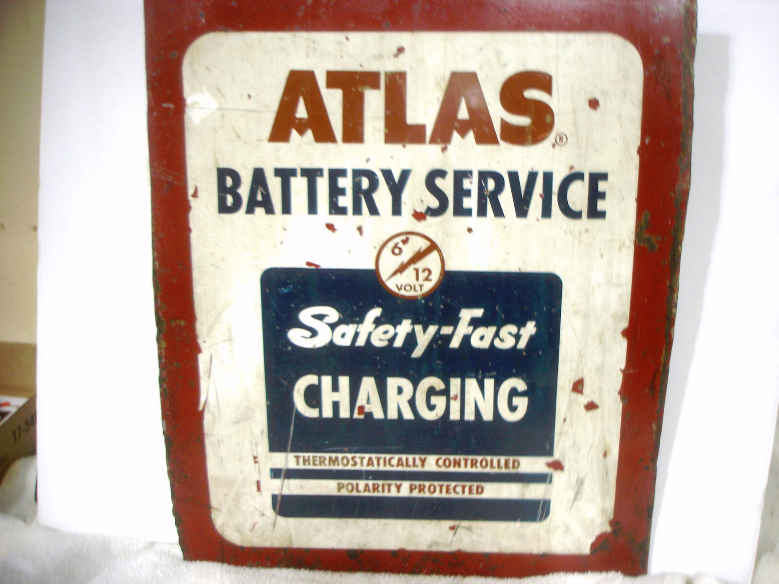 VINTAGE ATLAS BATTERY SERVICE 17" x 14" METAL SIGN | eBay