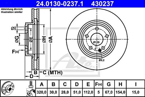 2x ATE Brake Disc For MERCEDES Cla C117 W117 W156 W176 W246 X117 ...
