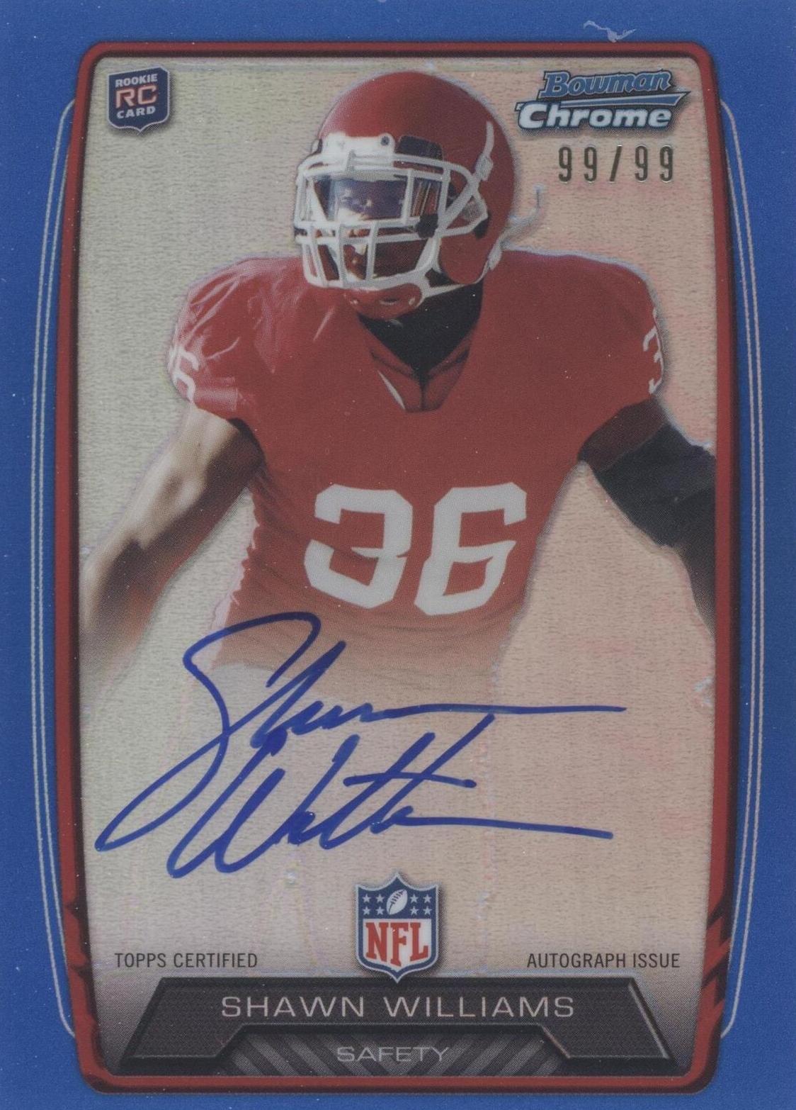 2013 Bowman - Rookie Chrome Refractor Autograph Shawn Williams #RCRA ...