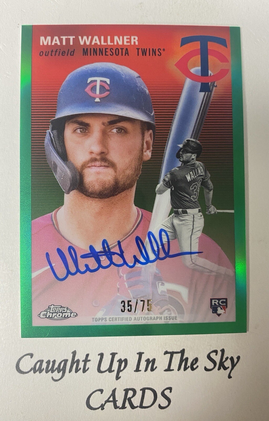 2023 Topps Chrome Platinum Matt Wallner RC Green Refractor Auto #35/75 ...