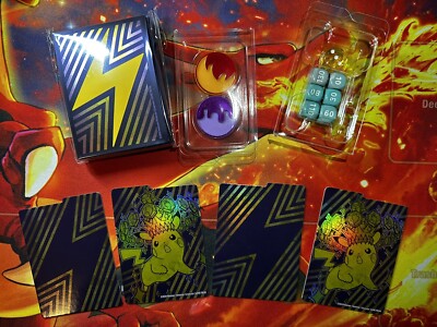 Pikachu Card Sleeves Surging Sparks ETB Dice Dmg Counters Markers ...