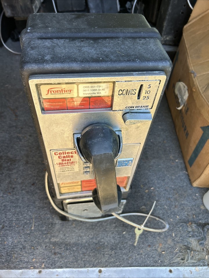 Vintage Black Phone Booth Payphone Push Button Telephone GTE Frontier ...