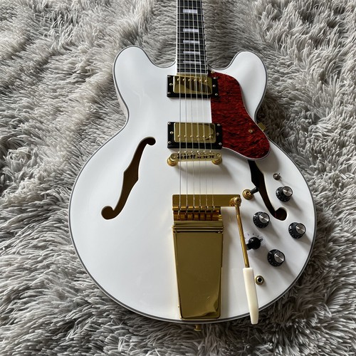 Custom ES-335 White Electric Guitar Semi Hollow Body HH Pickups Jazz ...