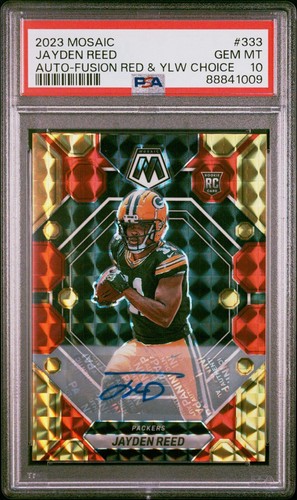 JAYDEN REED 2023 Mosaic #333 Auto Fusion Red & Yellow Choice Rookie ...