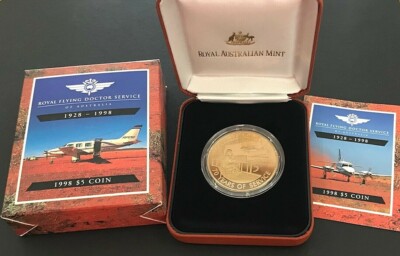 1998 $5 Proof Coin - 'Royal Flying Doctor Service - 70 Years of Service ...